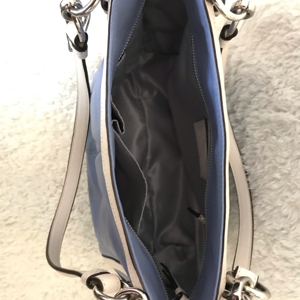 Coach Alexandra Chain Leather Tote Chambray White - Gem